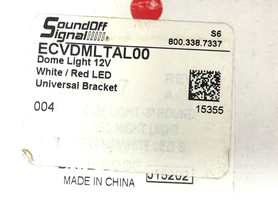 Soundoff Signal 12V White/Red LED Dome Light ECVDMLTAL00 NOS ...