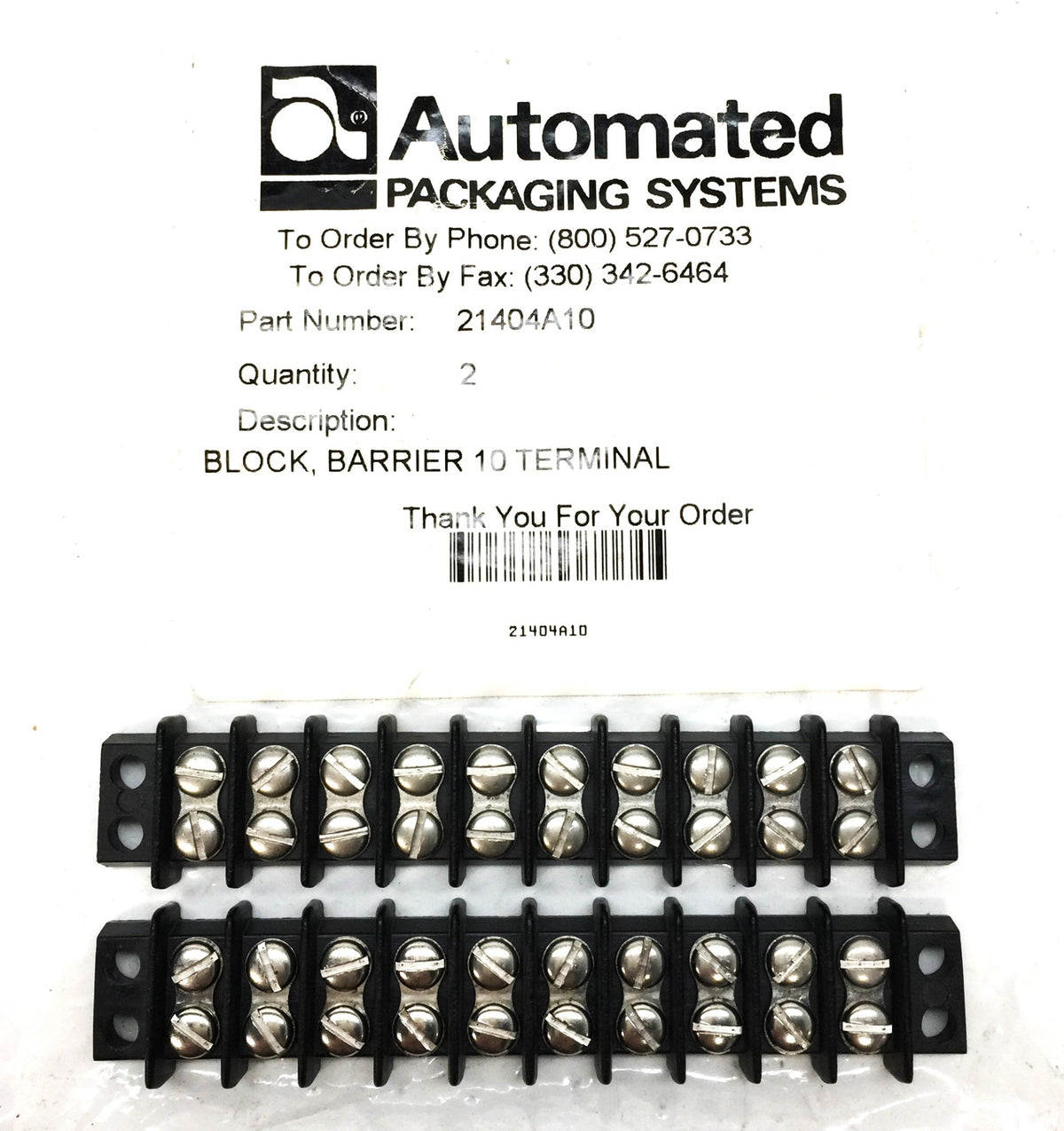 Automated Packaging Systems Barrier 10 Terminal Block 21404A10 [Lot of ...