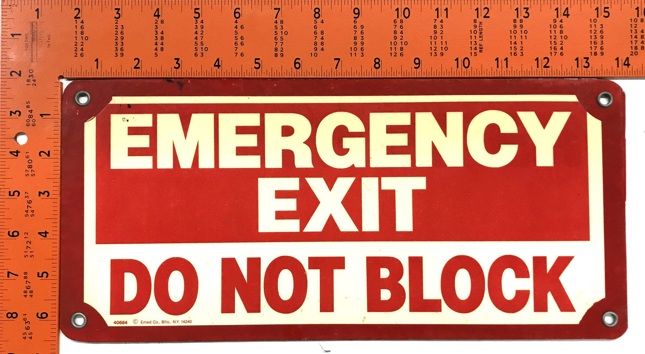 Emed Co Emergency Exit Do Not Block Sign 40684 NOS — governmenttransitsurplus.com