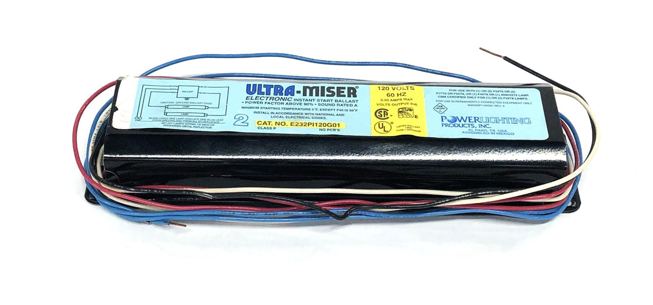 Power Lighting 120V 60Hz 2 Electronic Instant Start Ballast E232PI120G ...