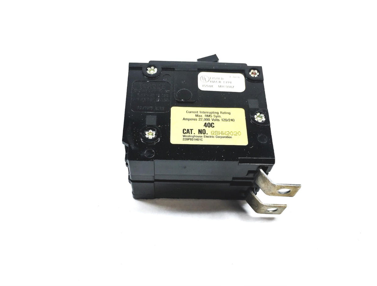 Westinghouse 2 Pole 40C 20AMP HACR Rated Quicklag Circuit Breaker QBHW ...