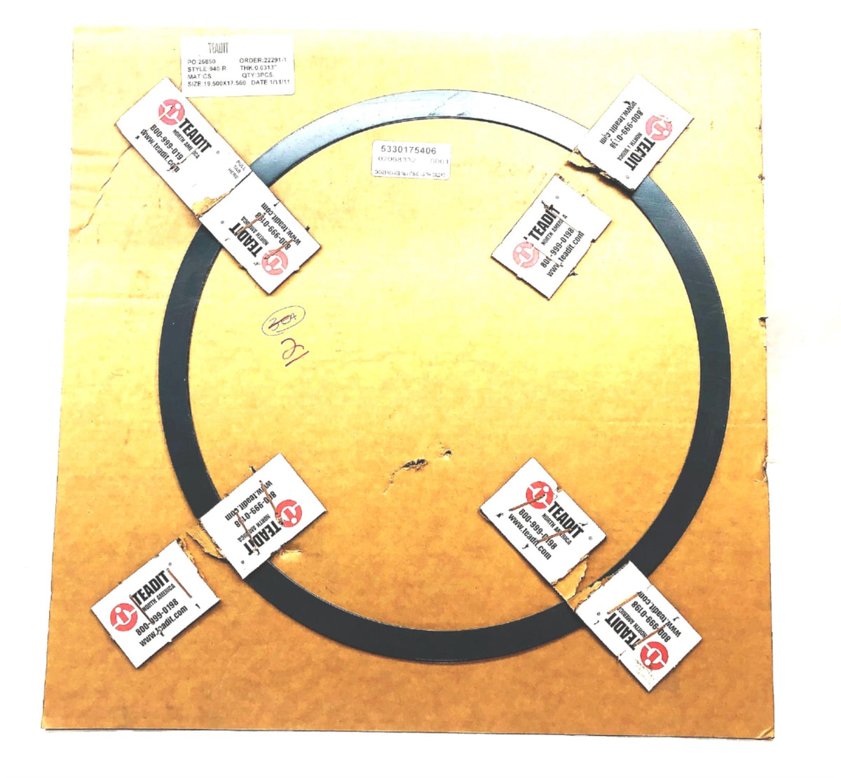 Junta Teadit de 19.500X17.560 pulgadas estilo 940-R 26850 [Lote de 2 ...