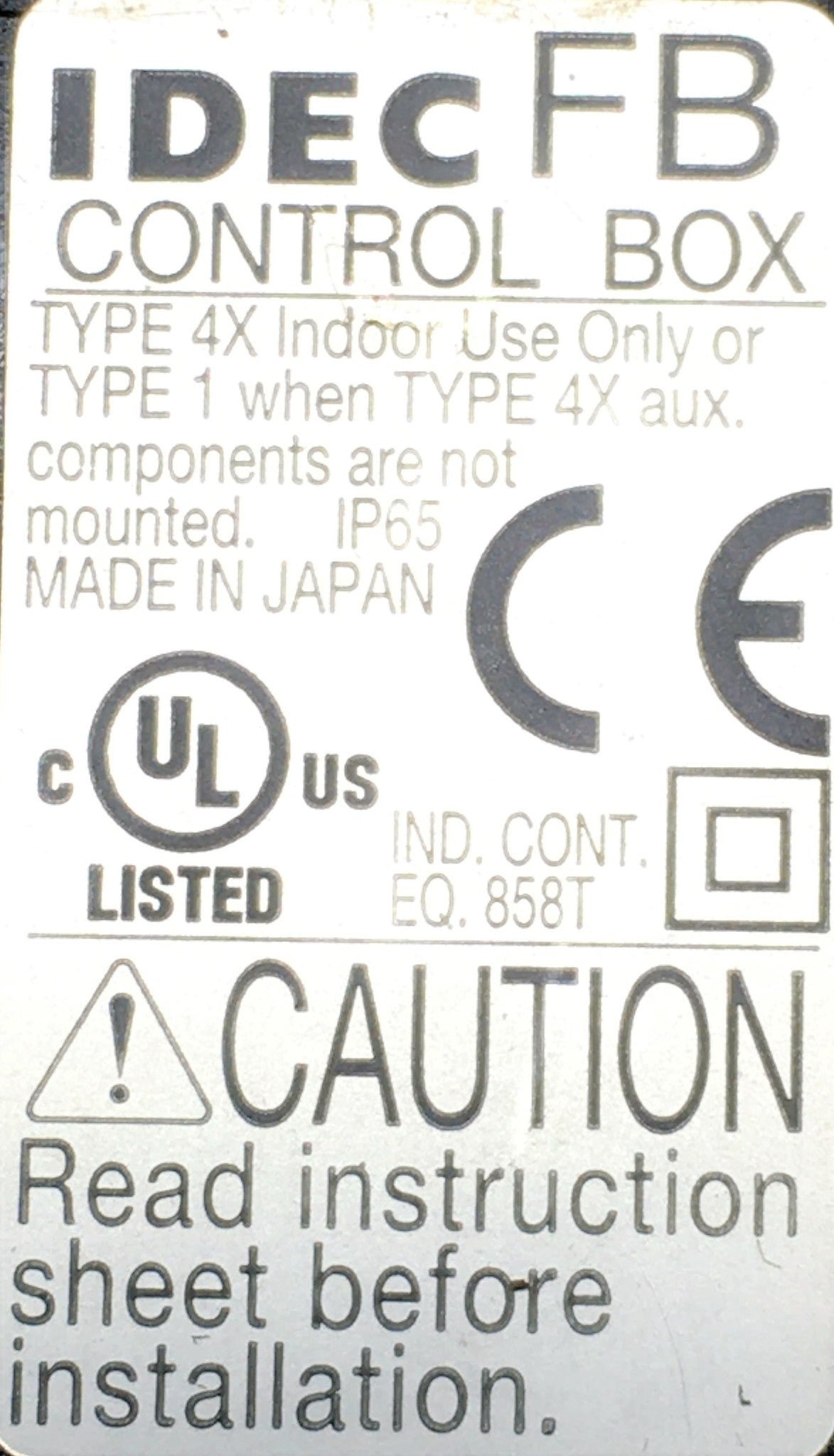 IDEC FB Control Station Box Type 4X Missing Button IP65 ...