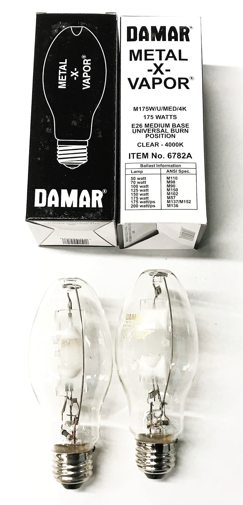 Damar M175W/U/MED/4K Metal-X-Vapor Bulb, 175 Watts, 6782A [Lot of 2] N ...