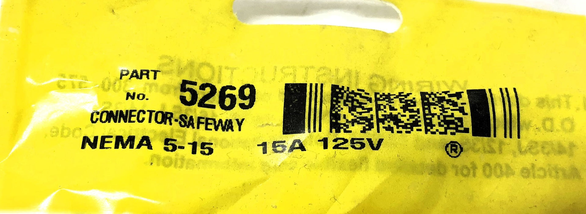 Daniel Woodhead 15A 125V 3-Wire Grounding Connector 5269 [Lot of 2] NO ...