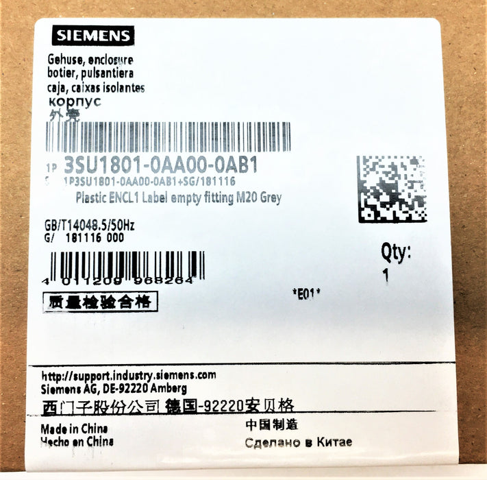 Siemens M20 Grey Plastic ENCL1 Label Empty Fitting 3SU1801-0AA00-0AB1 ...