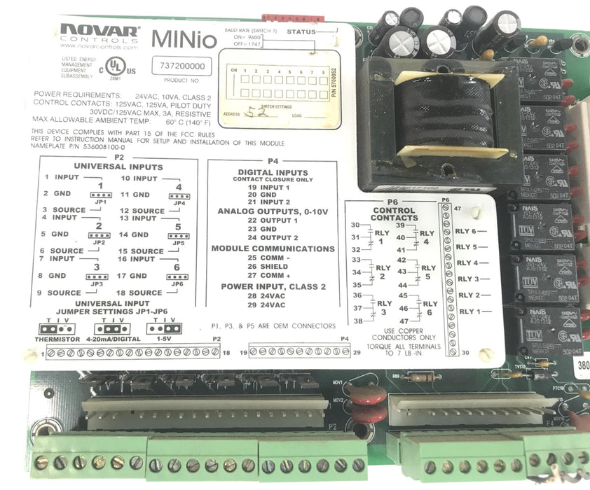 Novar Controls MINio Control Board 737200000 USED ...