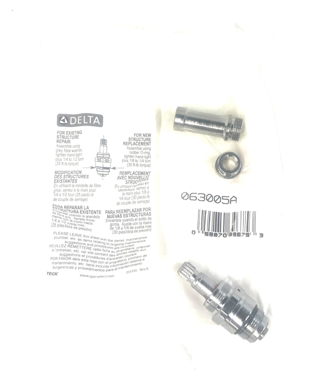 Delta Chrome Plated RH Tuf-Teck Stem Assembly 063005A NOS ...