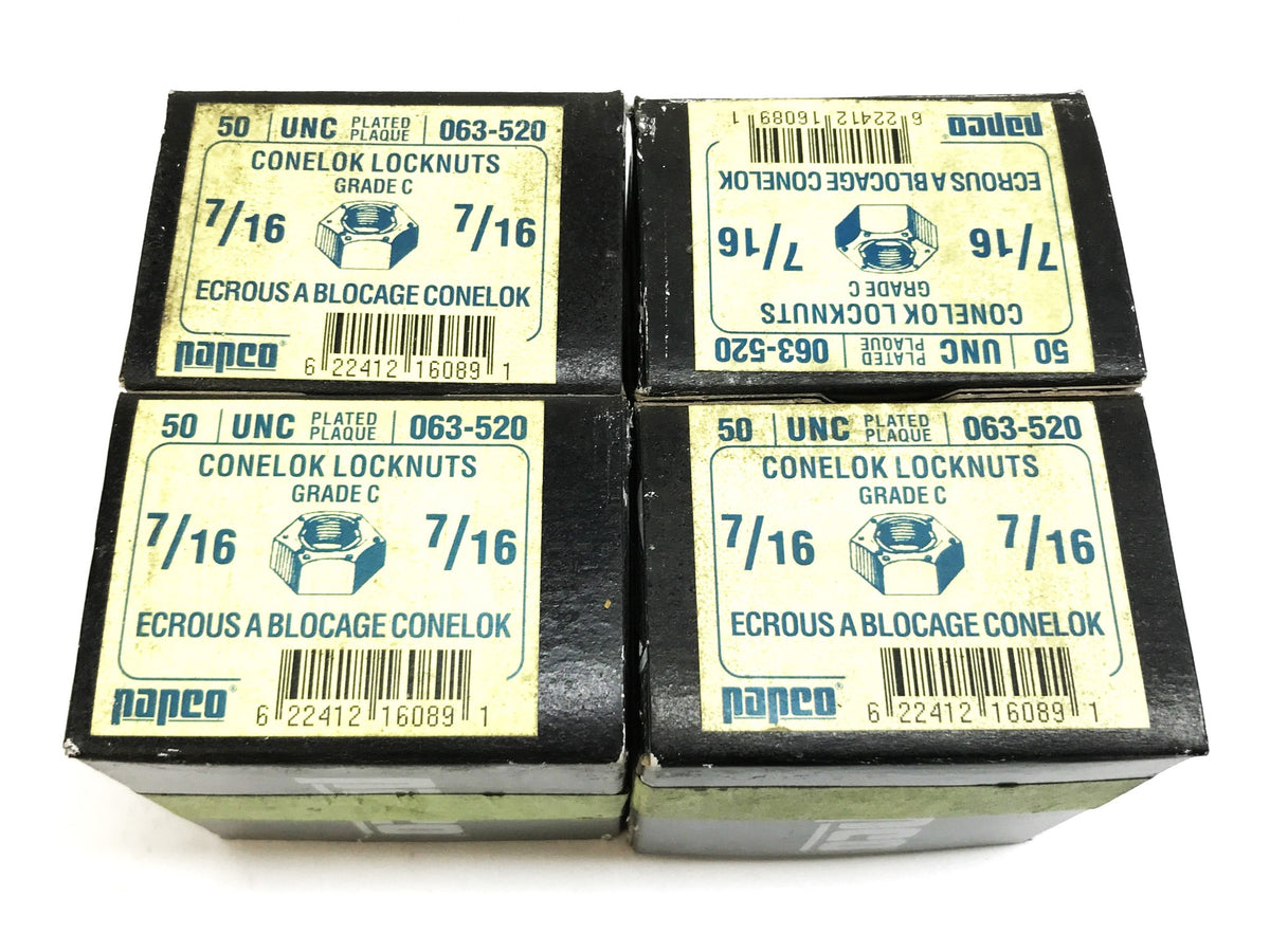 Papco 7/16" Hear Treated Conelok Locknuts, Box of 50, 063-520 [Lot of ...