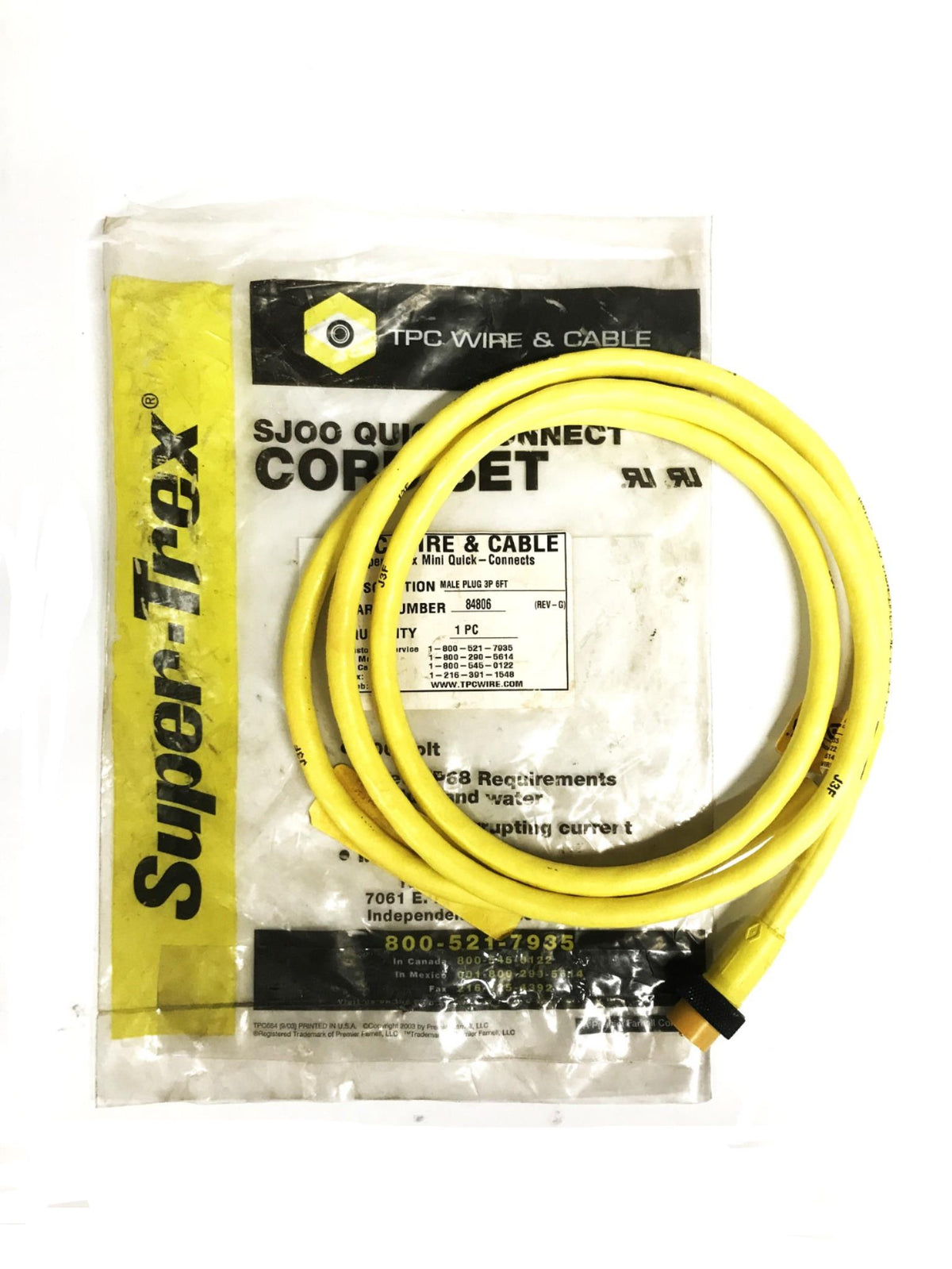 TPC Wire and Cable SJ00 Quick Connect Cord Set 84806 NOS ...