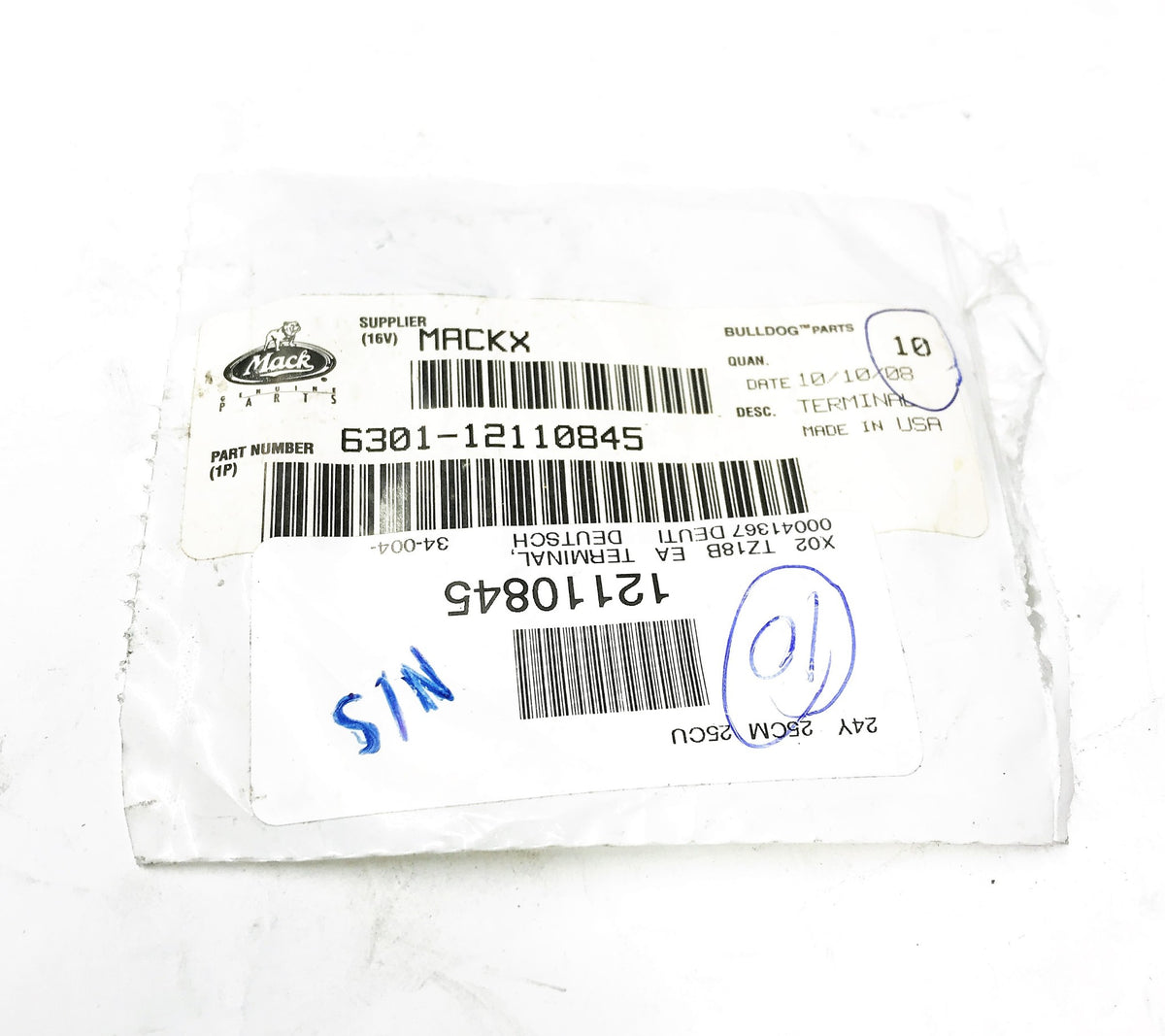 Mack OEM Connector Terminal 6301-12110845 [Lot of 10] NOS ...