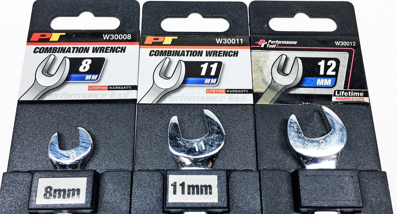 Performance Tools 3 Piece Combination Wrench Set W30008 W30011 W30012 ...