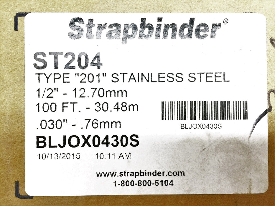 Strapbinder 1/2 x 100' Premium Stainless Steel Banding Roll BLJOX0430S ...