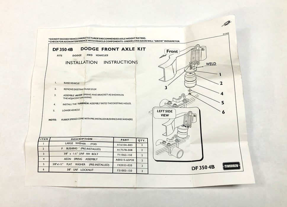 Timbren 3000lb Rated Front Suspension Enhancement Load Booster Kit DF3 ...