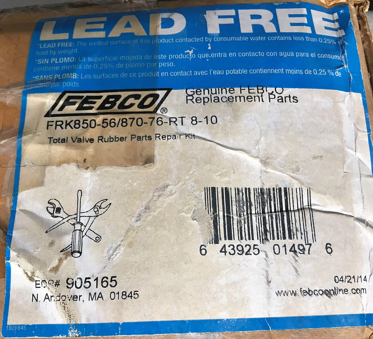 Febco Check Rubber Parts Kit 905165 NOS — governmenttransitsurplus.com